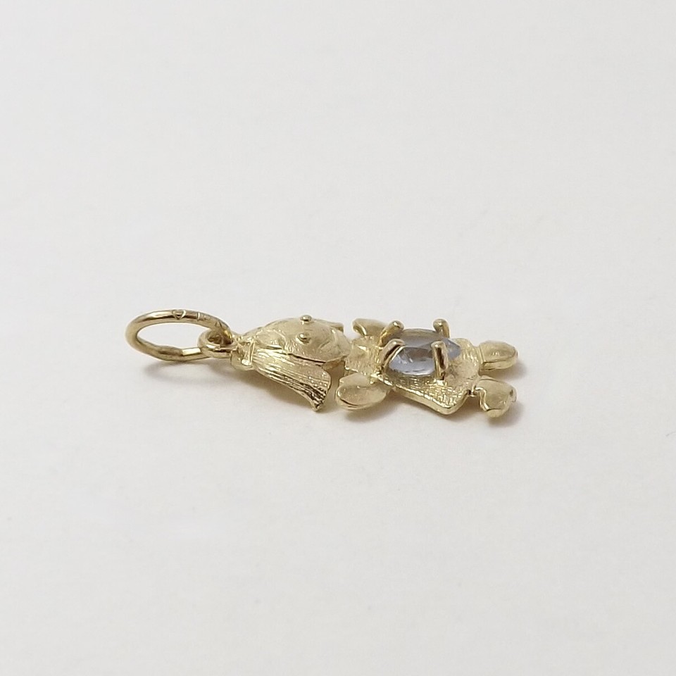 10k Gold OroAmerica Aquamarine March Birthstone Little Girl Child Charm ...