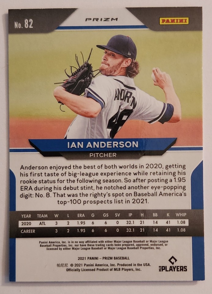 2021 Prizm Baseball Red White Blue Prizm Ian Anderson Rookie Card ...