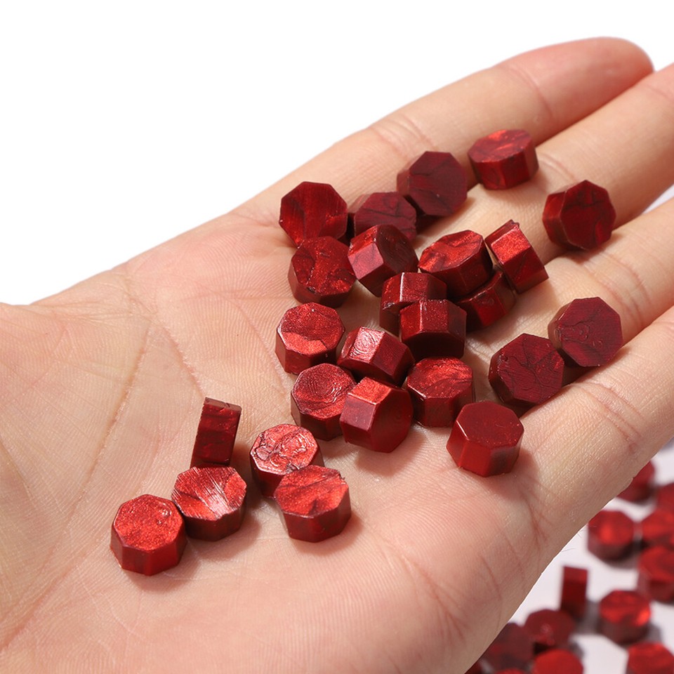 100pcs Octagon Red Seal Wax Beads Stamp Beaded for Letter (Fire Red ...