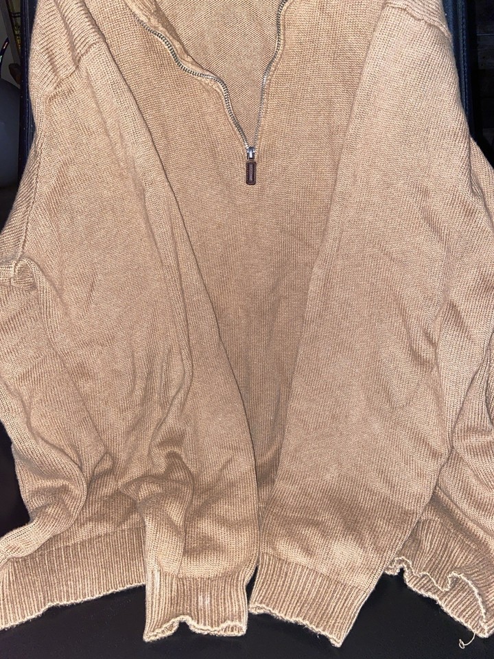 Polo Ralph Lauren Men’s 2XLT Beige Quarter Zip Knit Sweater Cotton CX7 ...