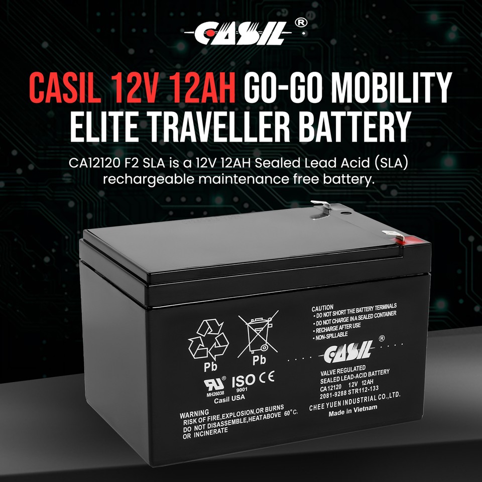 2 Pack Casil 12v 12ah F2 Sealed Lead Acid AGM Rechargeable Deep Cycle ...