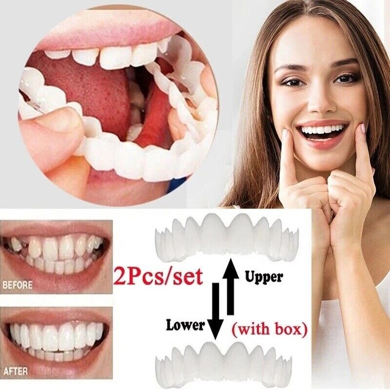 Snap On Upper Lower False Teeth Dental Veneers Dentures Fake Tooth ...