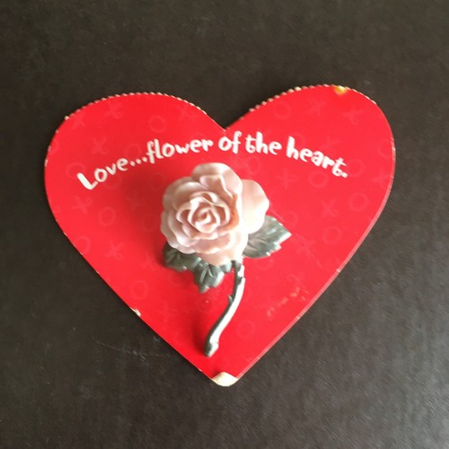 Hallmark Pink Rose Pin Original Heart Cardboard | eBay