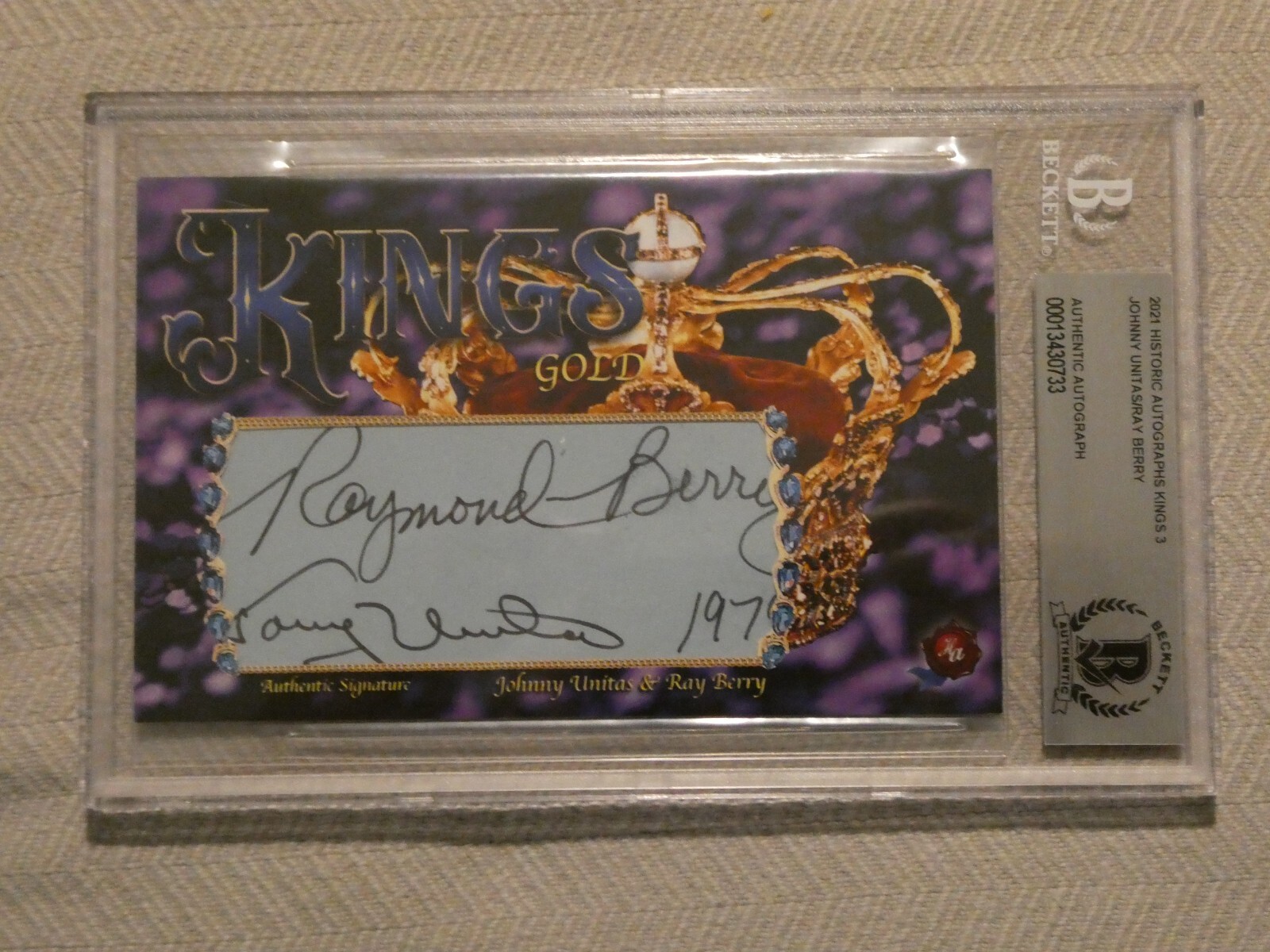 JOHNNY UNITAS & RAY BERRY 2021 Historic Autographs HA Kings 3 Signed ...