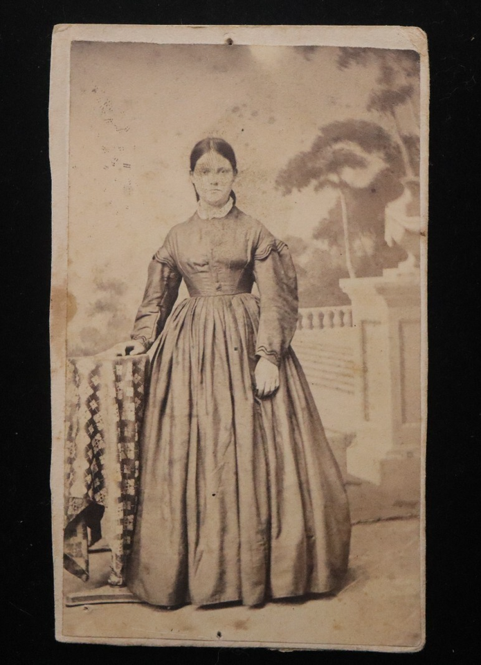 Antique 1860s CDV Girl Full Dress Quilt Table Ohio Tax Stamp Civil War ...