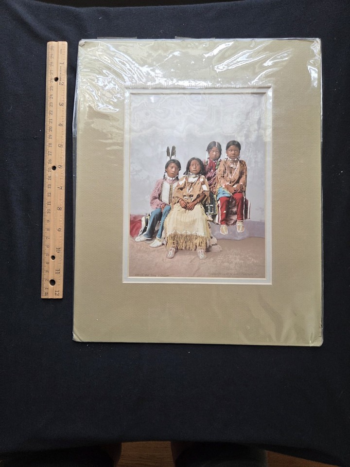 Native American Indian Family Antique Photo-Litho, Detroit Photographic ...