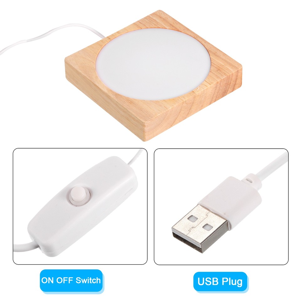 4 Inch Wooden LED Light Base Wood Light Display Base Stand Lighting ...