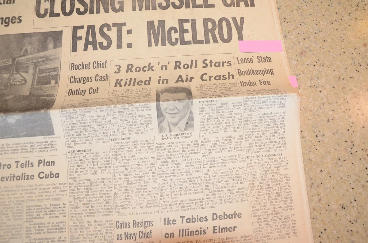 Buddy Holly Plane Crash Newspaper Article