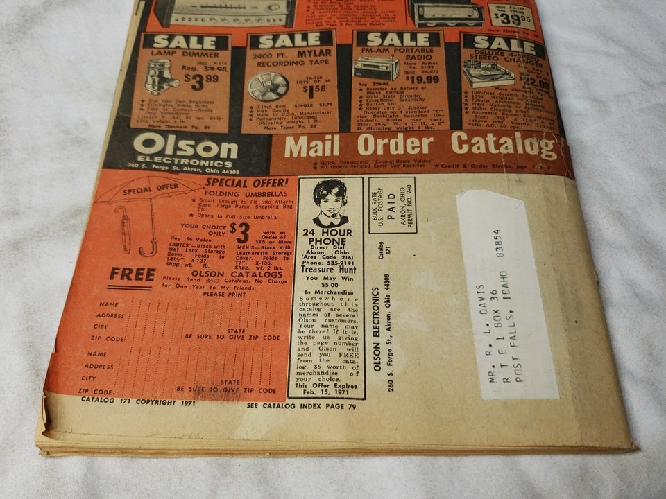 Vintage 1971 Olson Electronics Catalog 171 | eBay