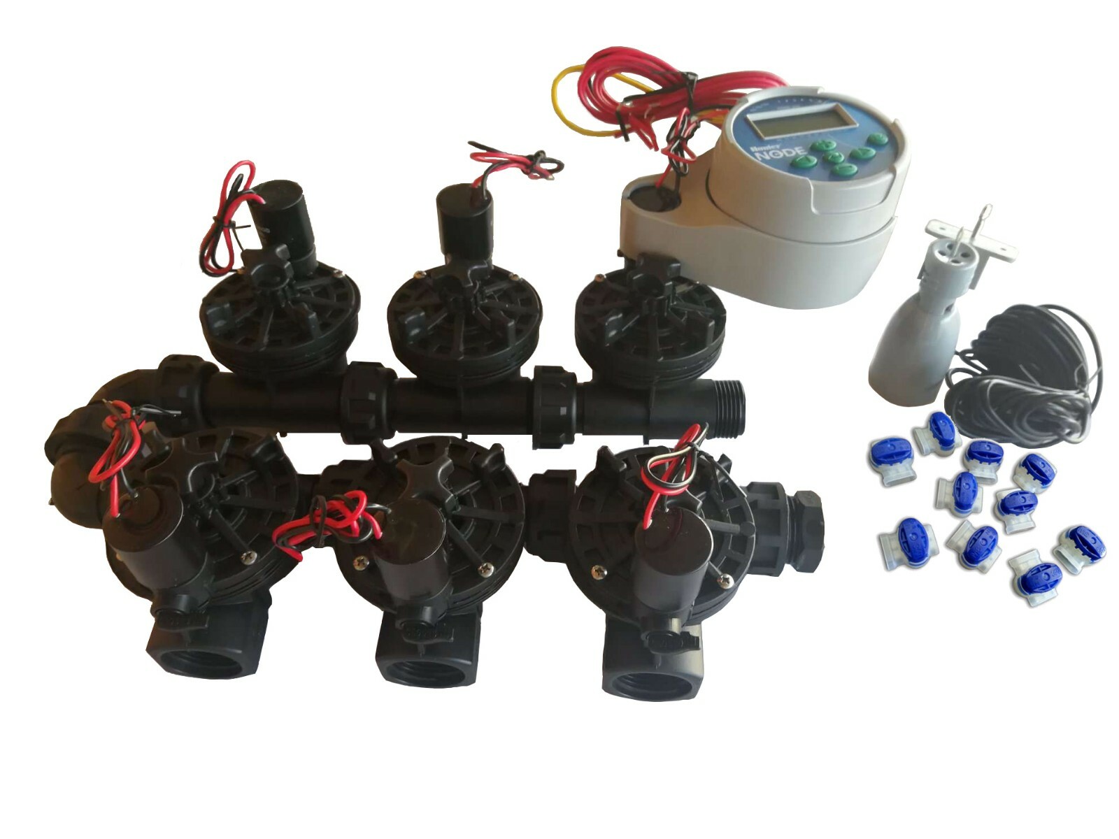 Hunter NODE 600 Kit - Solenoids,3M Connectors,Rain Sensor, 9V Battery ...