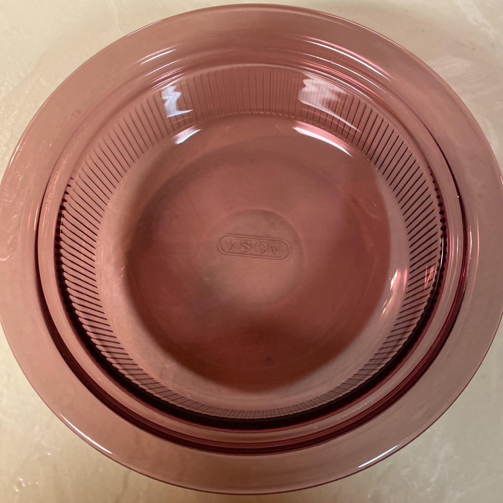 Vintage Vision Cookware By Corning Cranberry 1 Qt. Ribbed Casserole V ...