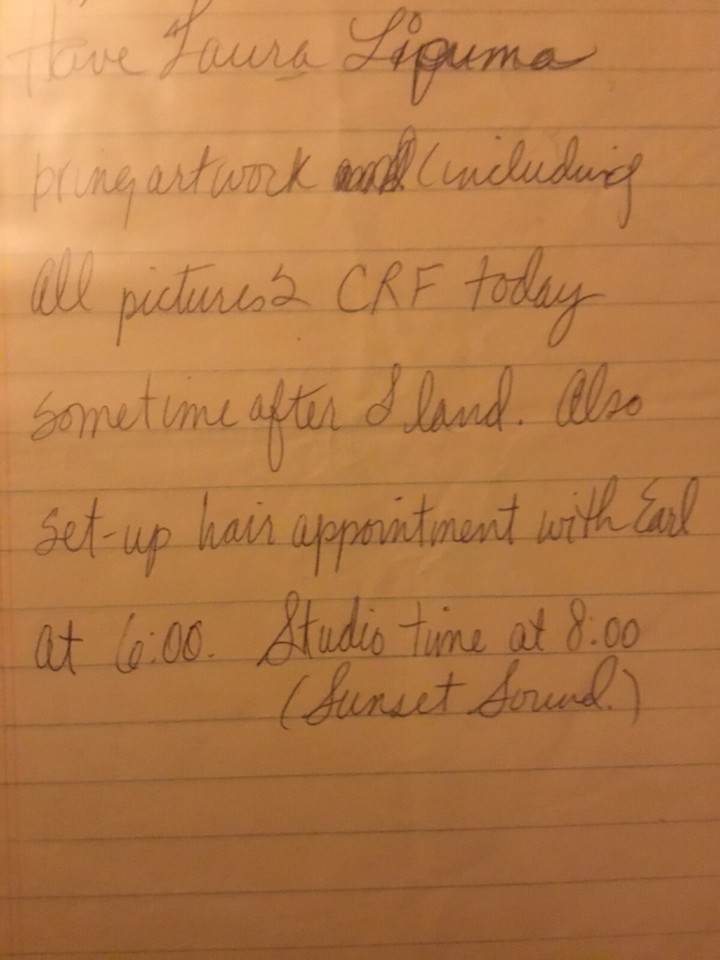 Prince Handwritten Schedule And Notes | eBay