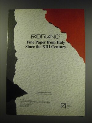 1991 Fabriano Paper Ad - Fabriano Fine paper from italy since the XII ...