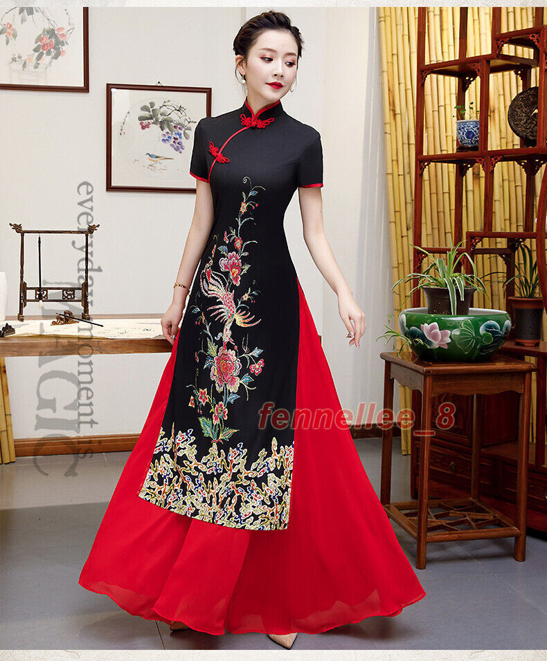 Improved Cheongsam Long Slim Aodai Cheongsam Dress Fashion Cheongsam ...