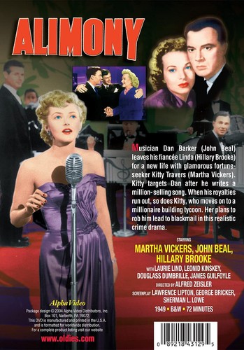 Alimony (DVD) Martha Vickers John Beal Hillary Brooke Laurie Lind ...