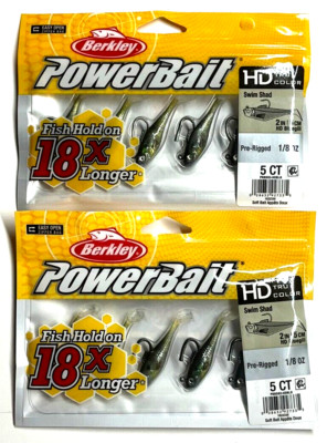 2 PACKS Berkley PowerBait Pre-Rigged 1/8oz Swim Shad 2" Tru Color ...