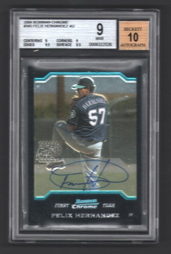 2004 Felix Hernandez Bowman Chrome Signed Rc Rookie Card #345 BGS 9 ...