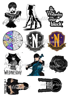 Edible print cake topper Wednesday Addams | eBay