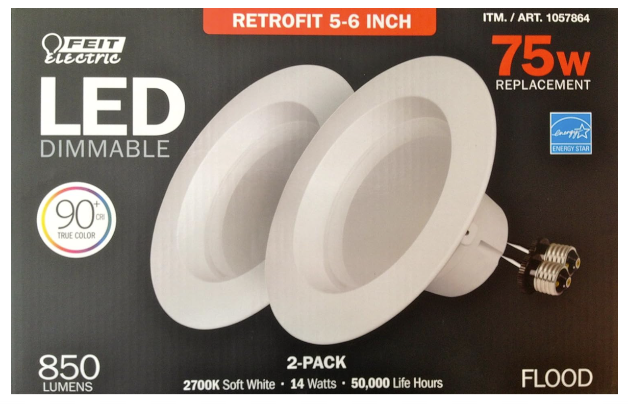 FEIT 2PACK, 5-6" LED DIMMABLE DOWNLIGHT, 75W, SOFT WHITE (27K) (PART ...