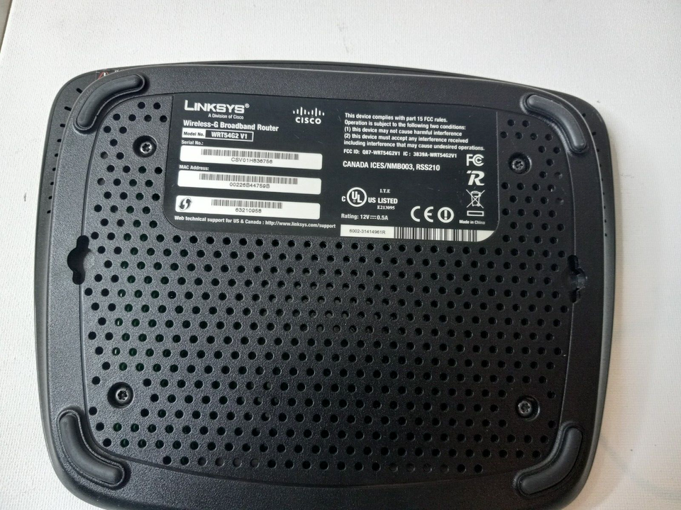 4A Cisco Linksys WRT54G2 v1 54 Mbps 4-Port 10/100 Wireless G Broadband ...