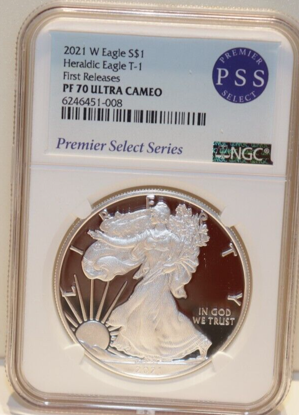 2021 W 1 oz Silver Eagle NGC PF70 UC Type1 1st Rel. Premier Select ...