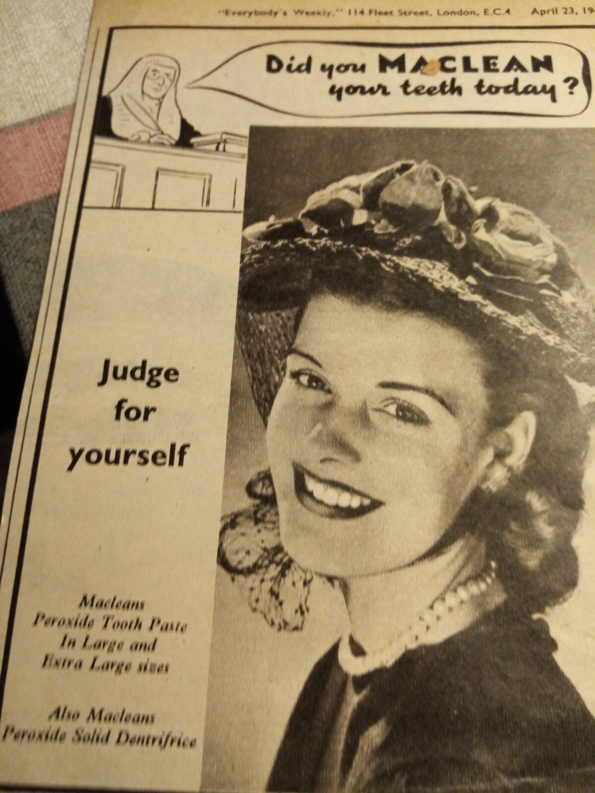 Tv6 Ephemera 1949 advert did you maclean your teeth today | eBay UK