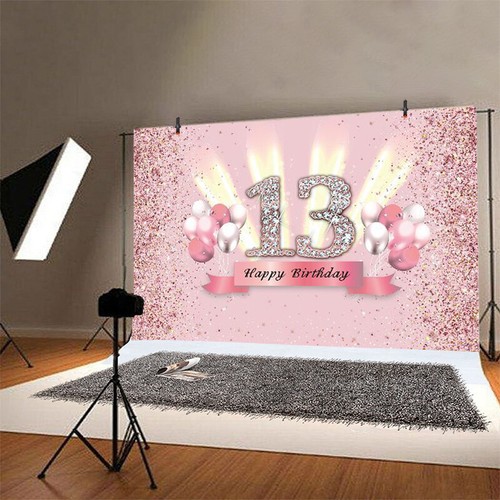 Pink Sweet 13th Backdrop Happy Birthday Party Girls Photo Background ...
