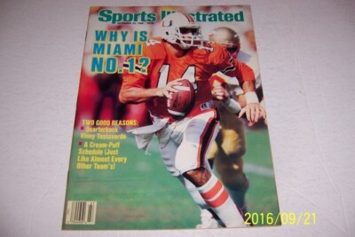 1986 Sports Illustrated MIAMI Hurricanes TESTAVERDE No Label Tony HAWK ...