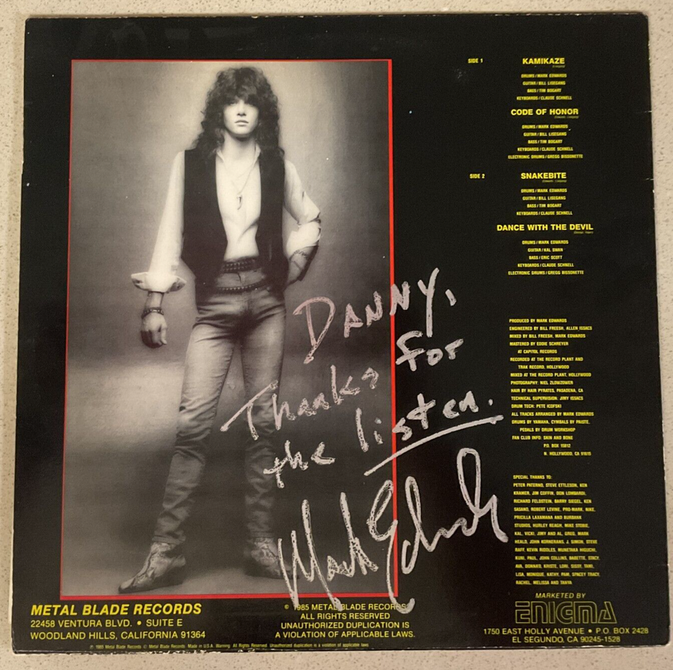 MARK EDWARDS -(LION) "CODE OF HONOR' Metal Blade Vinyl LP N/M w ...
