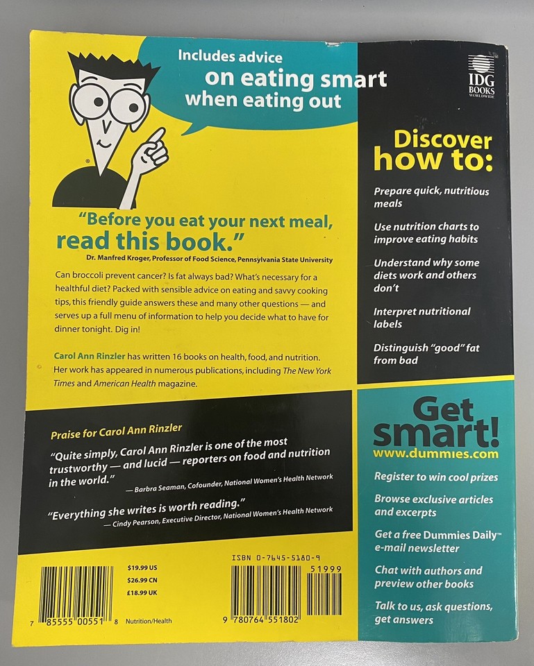 Nutrition For Dummies Paperback Eat Smart Healthy Diet Earing Out Fun ...