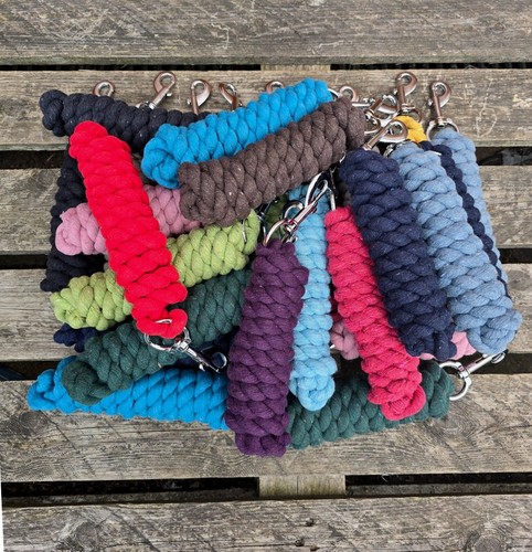 LEAD ROPES PACK OF TEN MIXED Plain Colours Cotton Horse Pony Ropes ...