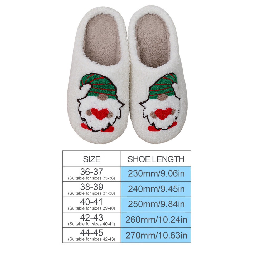 Christmas Furry Slippers Cozy Dwarf Plush Slip-on House Shoes Flat for ...
