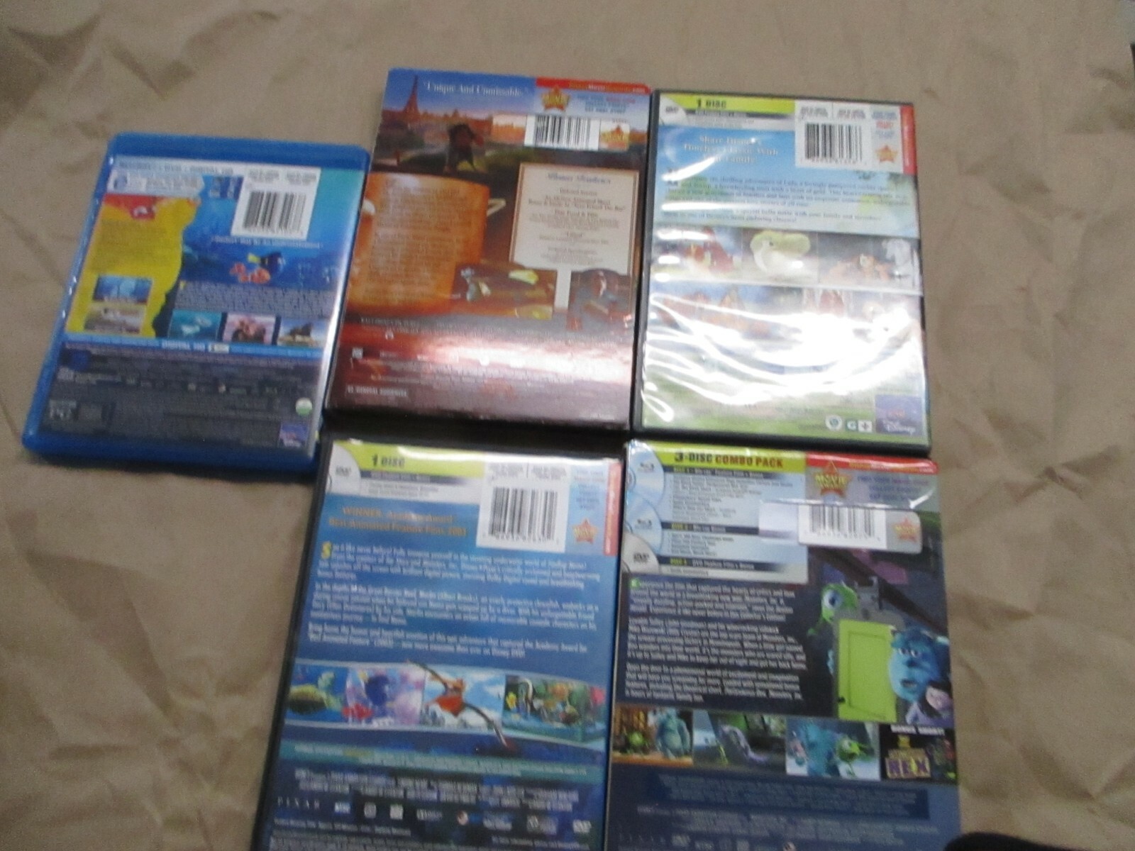 Disney Blue Dvd Lot ( Finding Dory, Finding Nemo, Monster,INC ...
