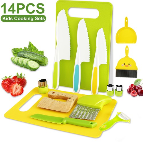 14Pcs Kids Cooking Cutter Set Safe Reusable Plastic Toddler Kitchen ...