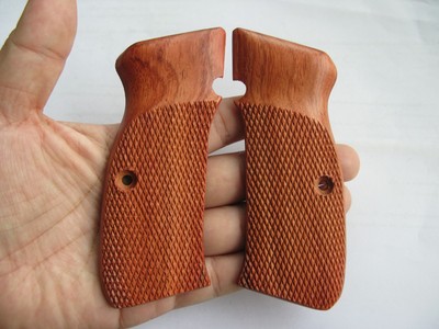NEW GRIPS HANDLE FOR CZ-75/CZ-85 FULL SIZE, HAFT CHECKERED HARD WOOD ...