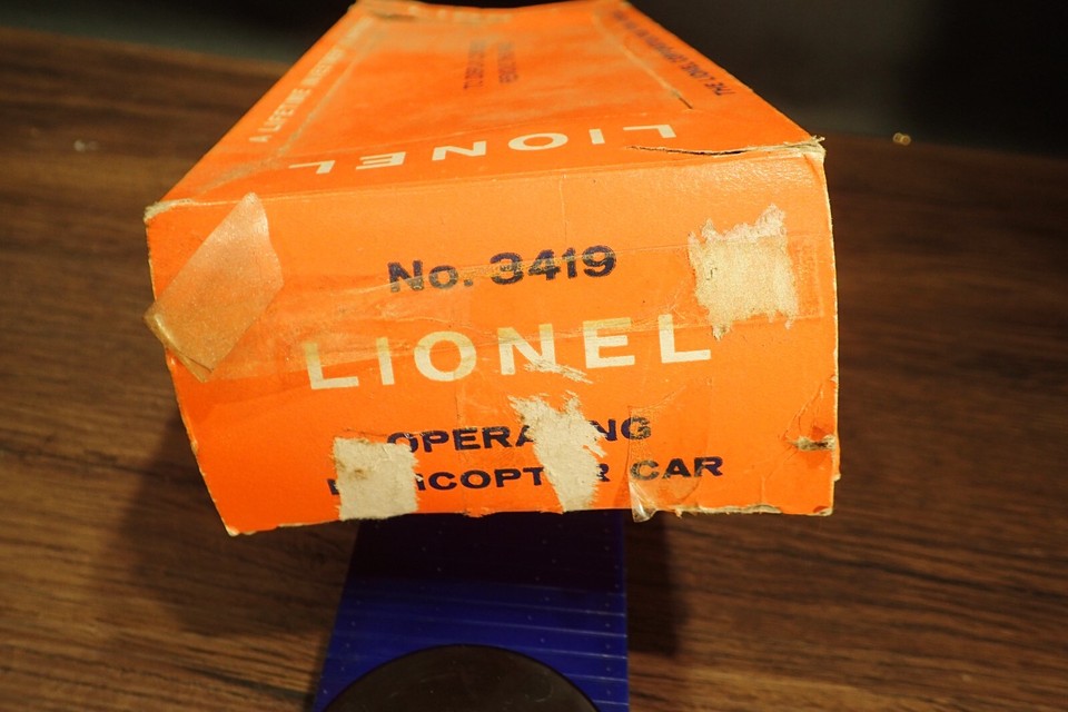 Lionel Postwar O Gauge No. 3419 NAVY Operating Helicopter Flat Car w ...