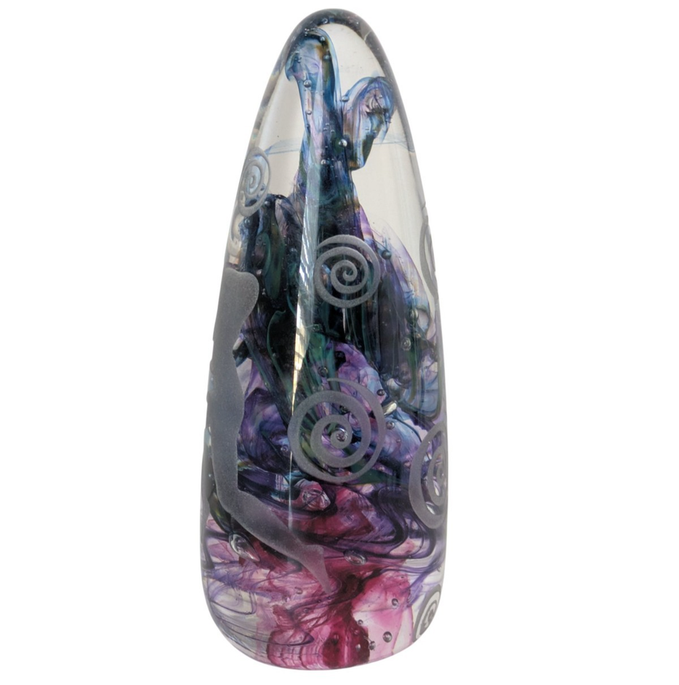 Duncan McClellan Signed Studio Art Glass Paperweight Etched Glass ...
