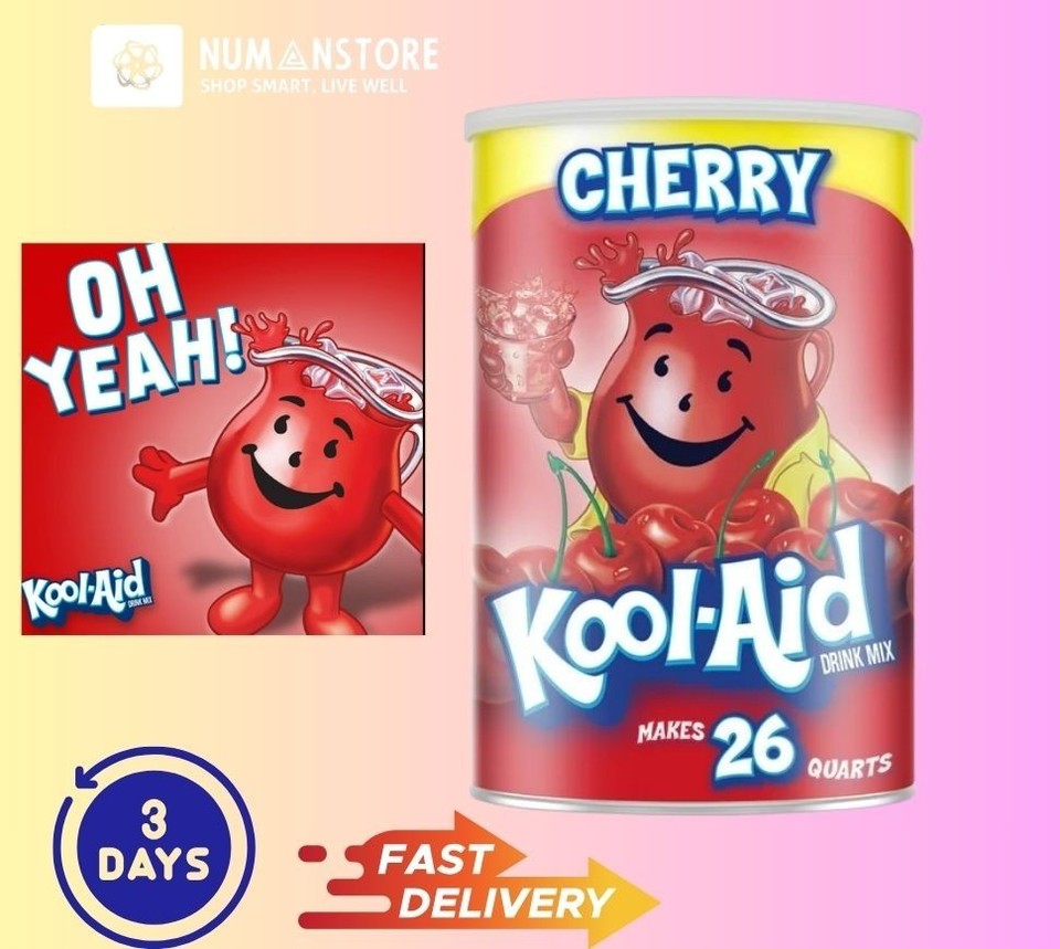 Kool-Aid Sugar-Sweetened Cherry Flavored Powdered Soft Drink Mix, 63 oz ...