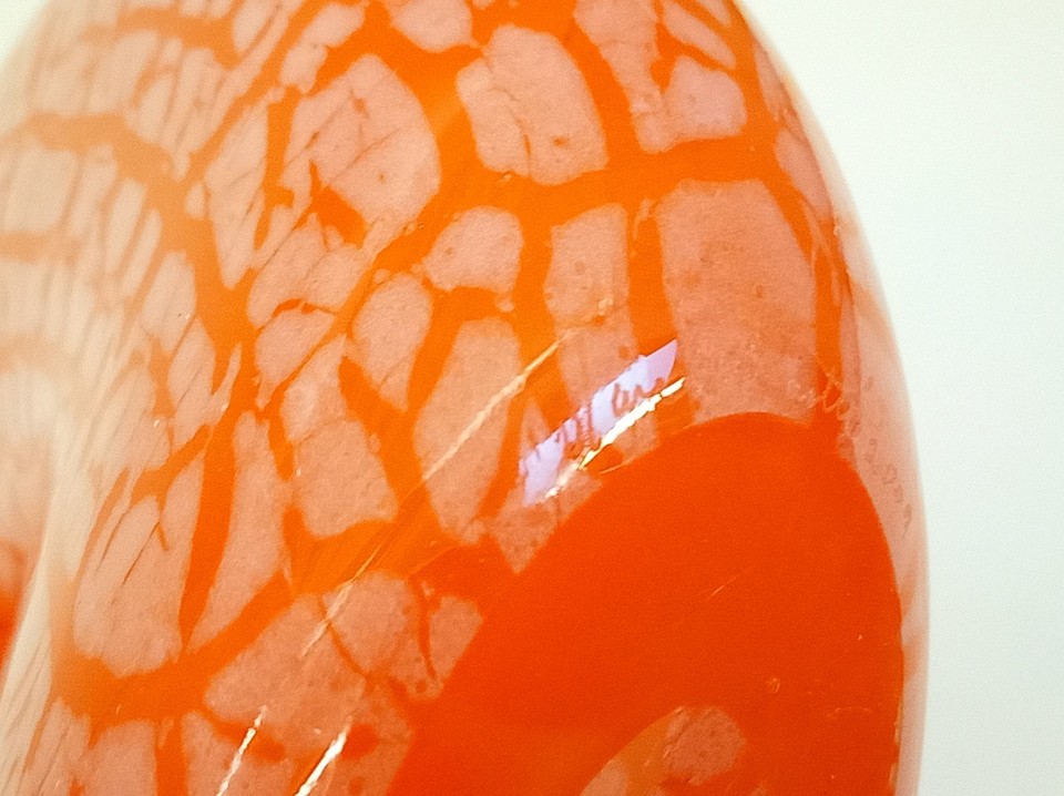 Art glass red crackle vase polished base hole Marc Boutte 9" tall | eBay