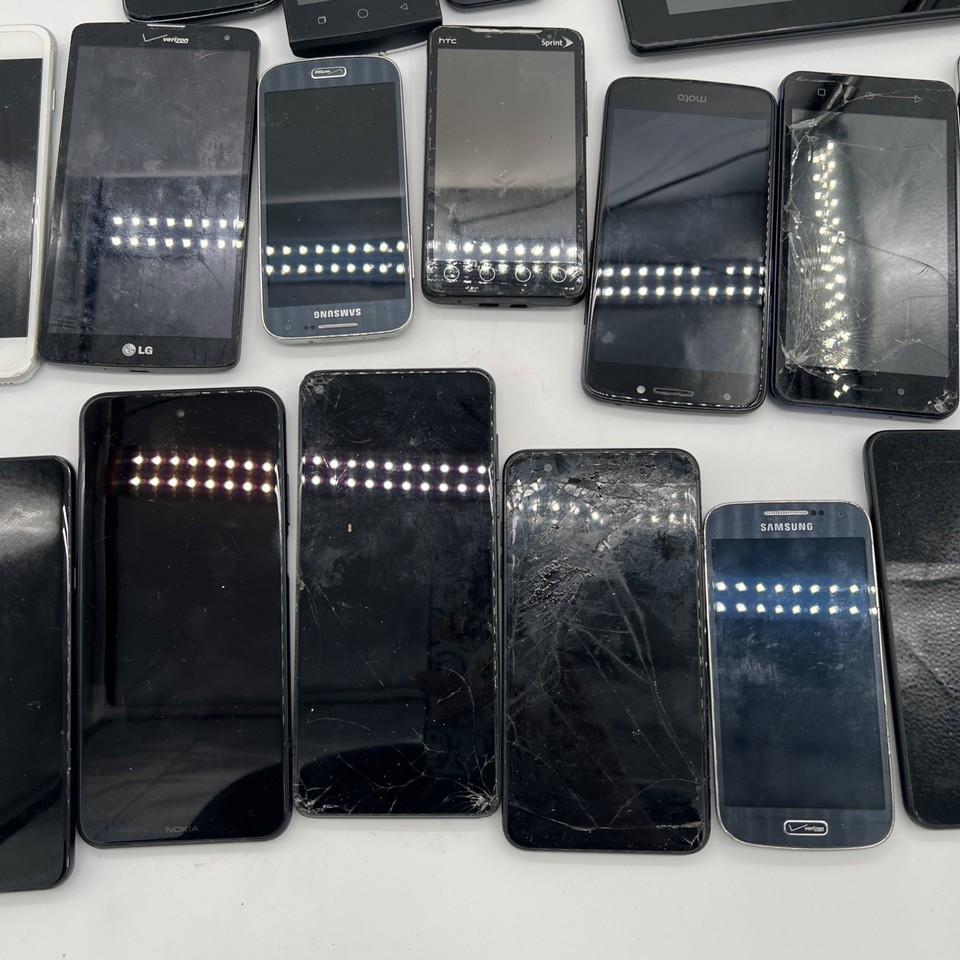 Lot of 16 Cell Smart Phones Samsung/LG/Motorola/Apple/Cricket UNTESTED ...