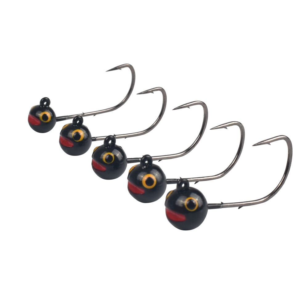 MUUNN 10/20pcs “Smile”Tungsten Jig Heads，Weedless Ball Jig Heads（Black ...