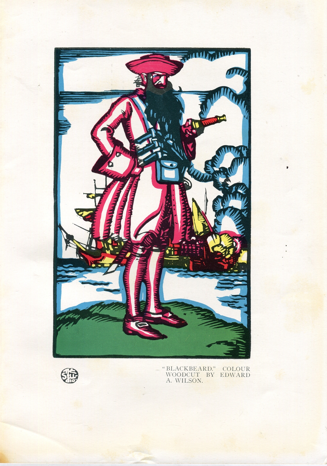 Edward A.Wilson 'Blackbeard' Colour Woodcut | eBay