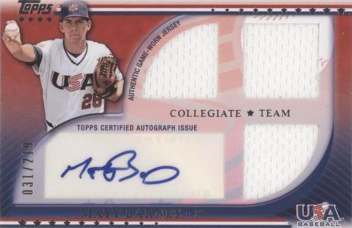 2010 Topps USA Baseball Team - Autograph Relics Matt Barnes #USAAR-MB ...