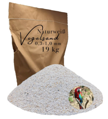 Vogelsand 0,3-1,0mm weiß keimfrei 19 kg ohne Zusatzstoffe wie Anis und ...