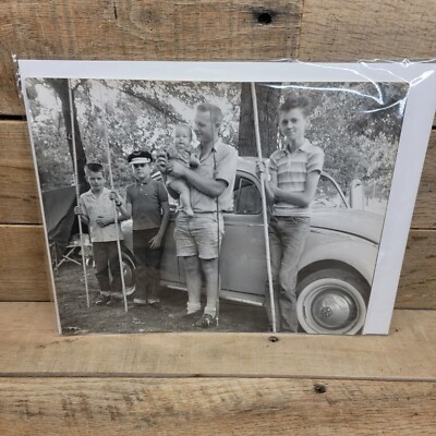 Vintage 8x10 Photo Camping Scene with VW Beetle Tent and Smiling Family ...