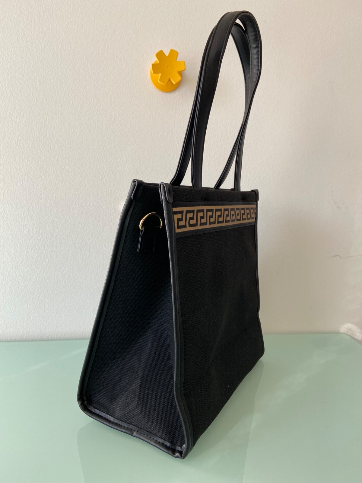 Versace Fragrances Canvas Bag Black Gold Travel Purse Handbag Shoulder ...