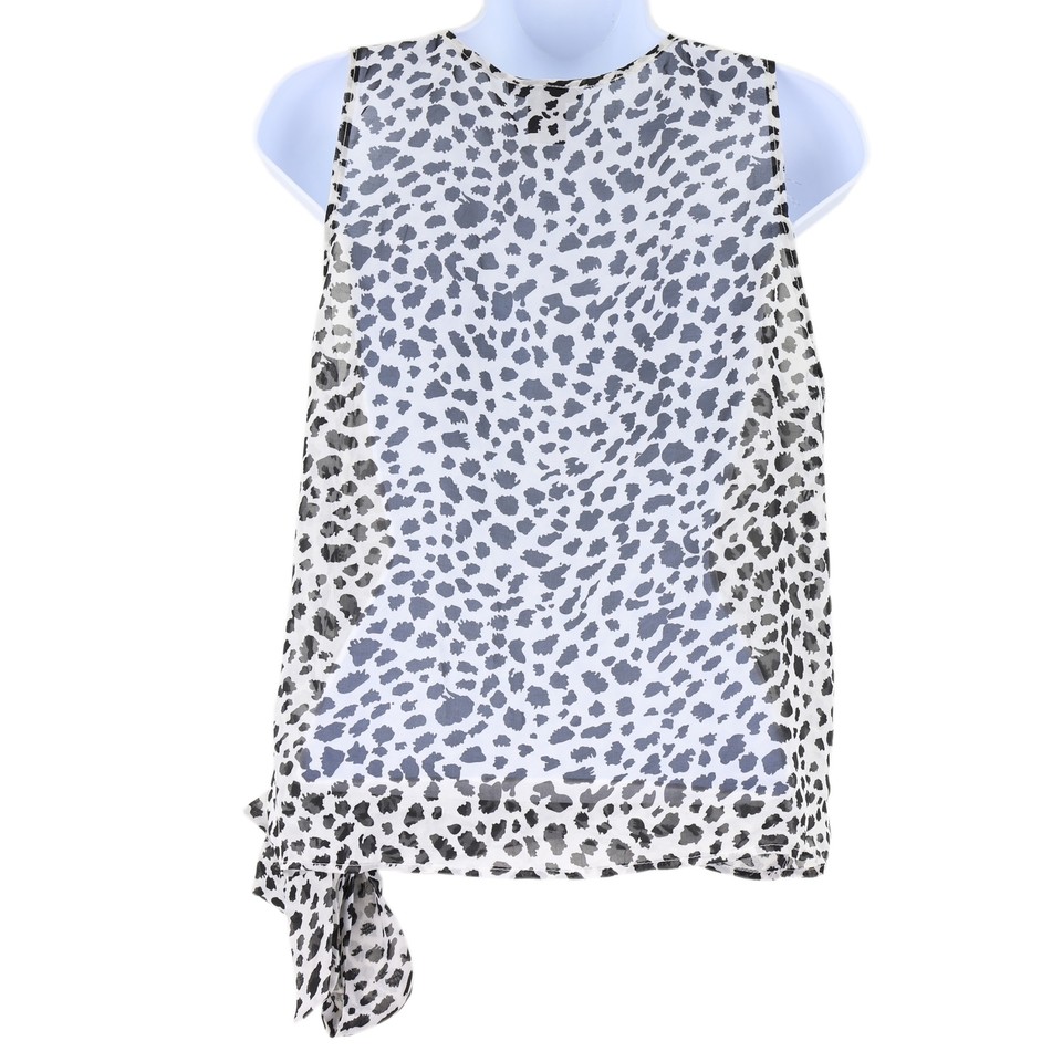 Aqua Women's Leopard Print Crossover Sleeveless Top, Large, White ...