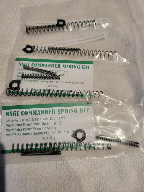 CUSTOM WOLFF SPRING KIT w/20, 22, 24, 26# RECOIL for a 1911 COMMANDER W ...