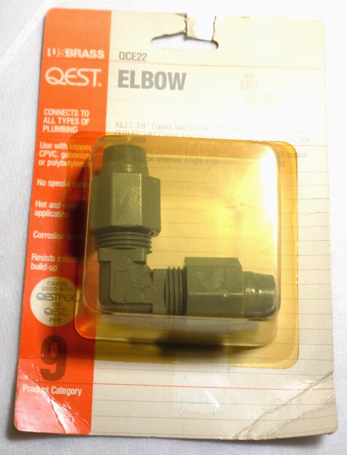 1/2" /2" CTS 90 Degree Elbow Fitting 3/8" CTS Qest Pipe Fittings QCE22 ...