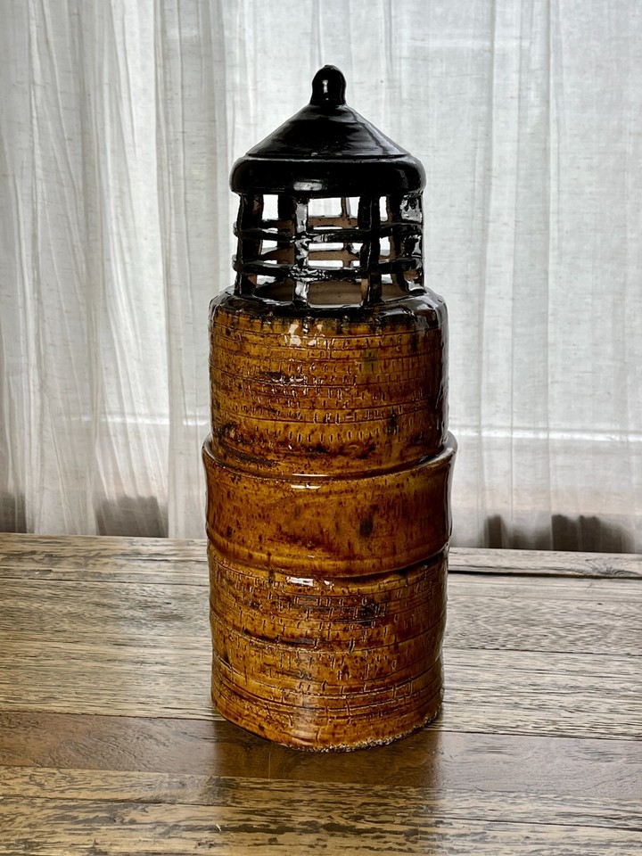 Vintage Studio Art Pottery LIGHTHOUSE - Glazed Hand Made Clay Nautical ...